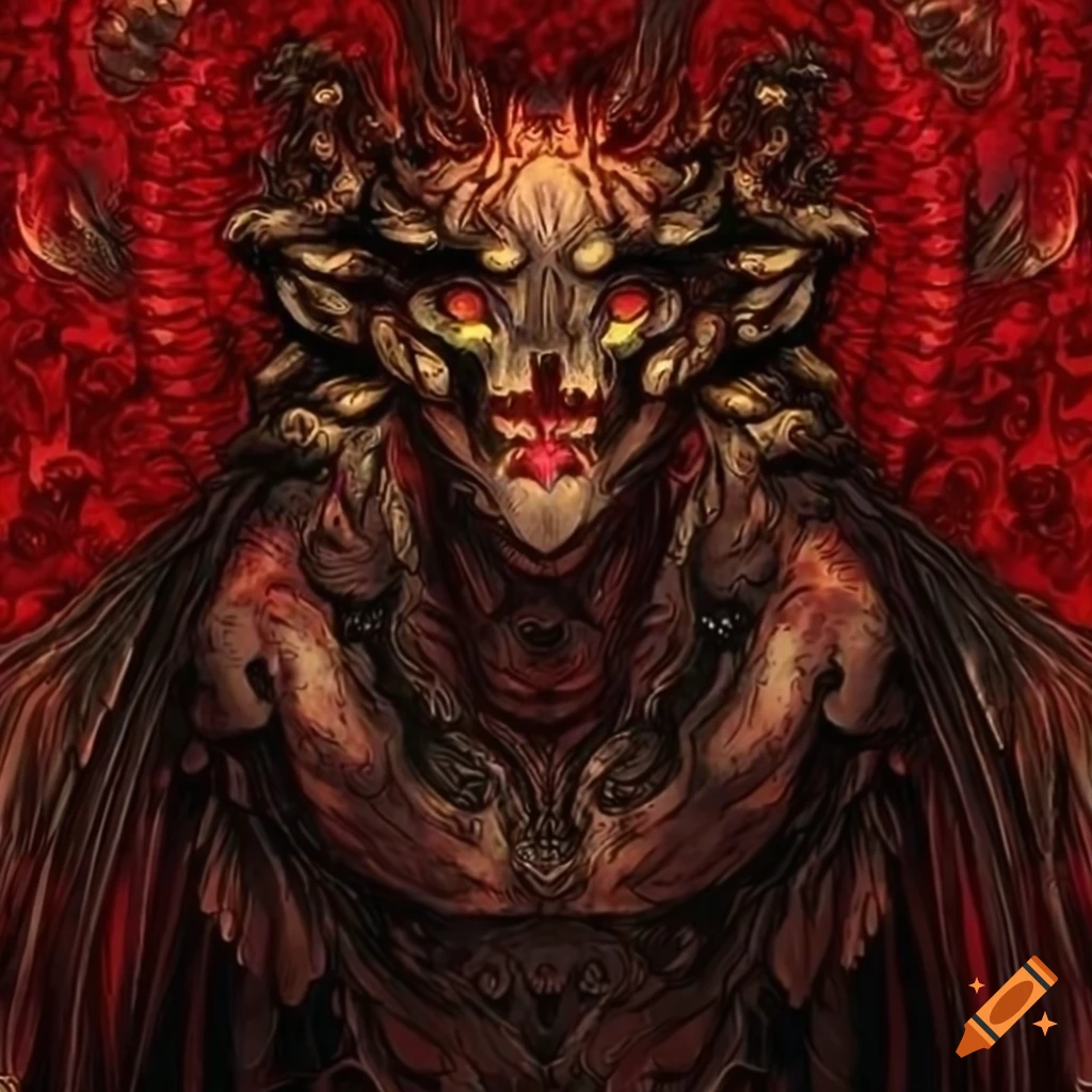 Mythological demon pazuzu with avian wings in an intimidating ...