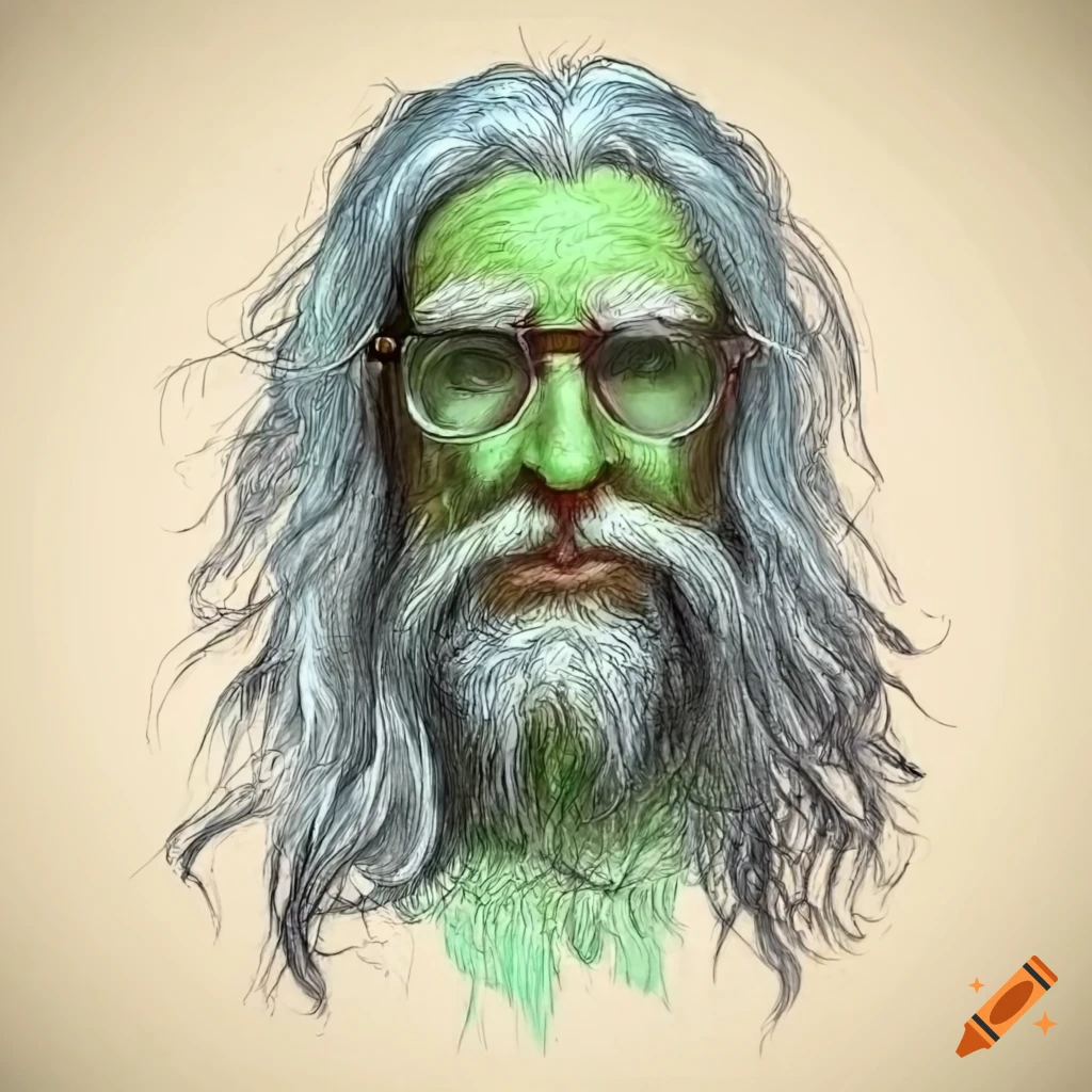 Old man representing the green man of british legend with foliate face ...
