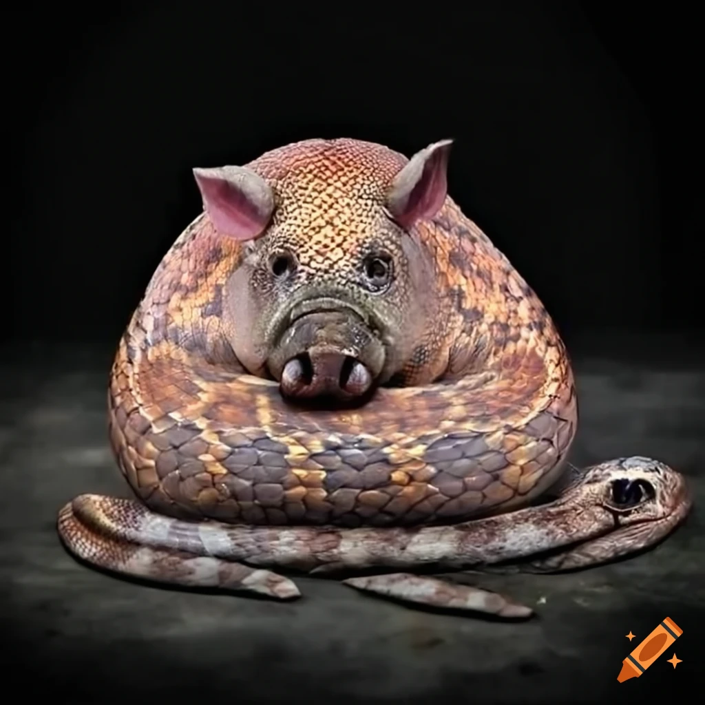 Hybrid snake pig creature on Craiyon