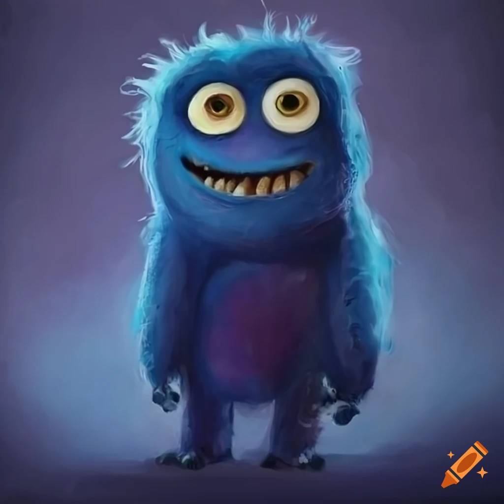 Cute monster on a TV screen in a cinematic Pixar style on Craiyon