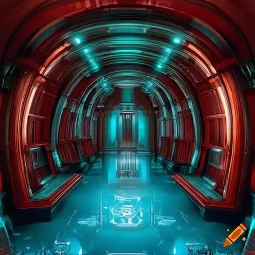 Art deco space station hallway inspired by Prey game on Craiyon