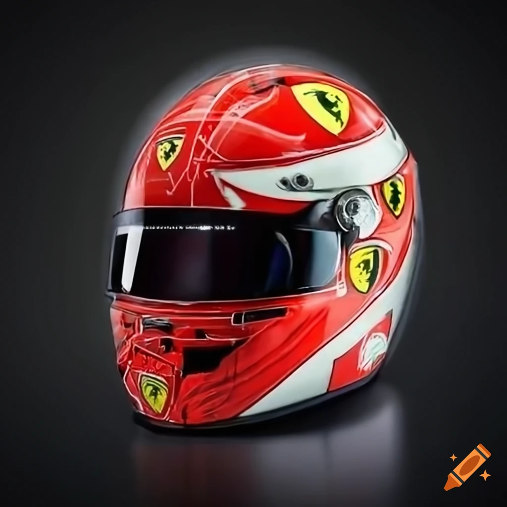 Sebastian Vettel's Formula One helmet with Ferrari's red and yellow ...