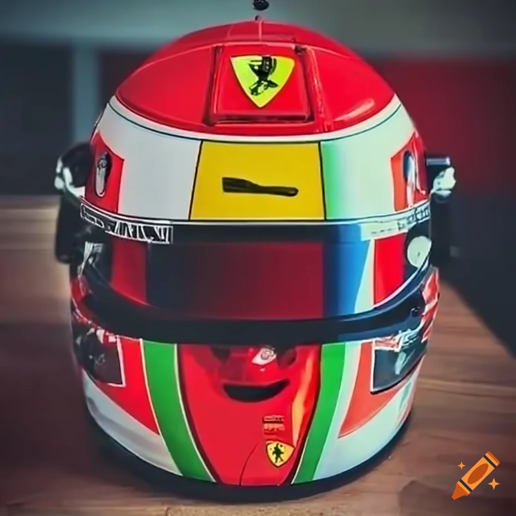 F1 legend Sebastian Vettel in a mashup helmet design on Craiyon