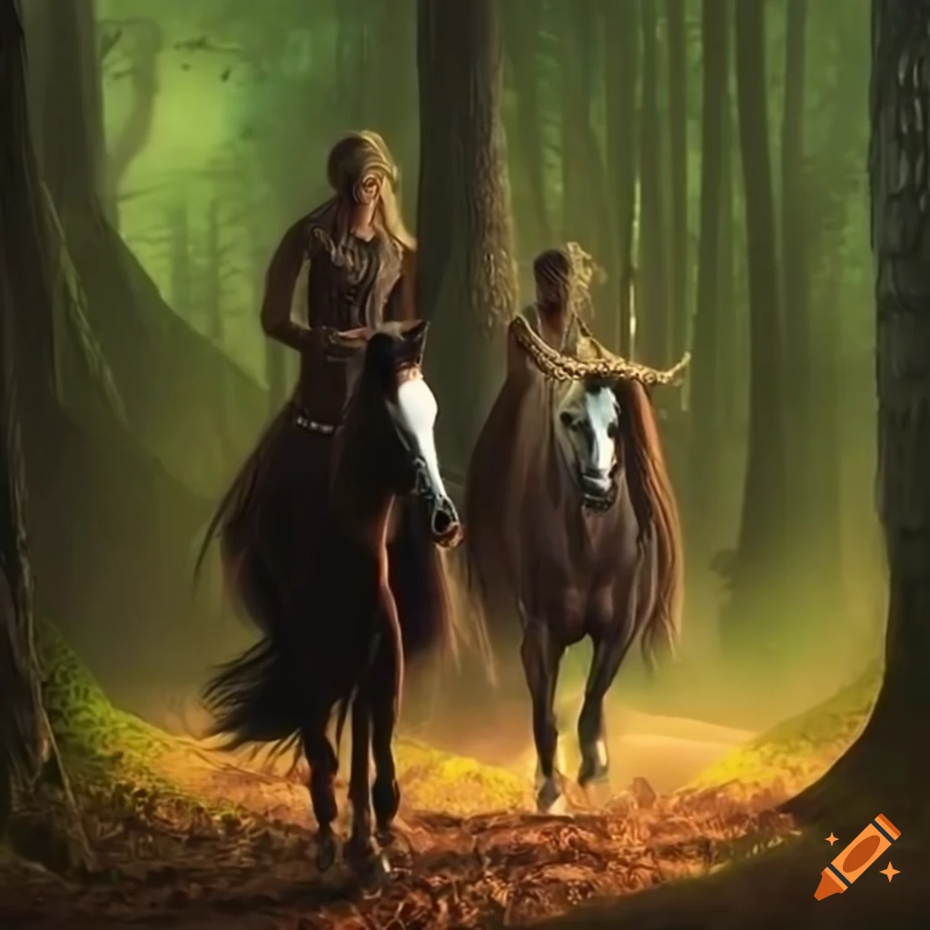 Horseback riders in the forest - Banquo handing letter to Fleance on ...