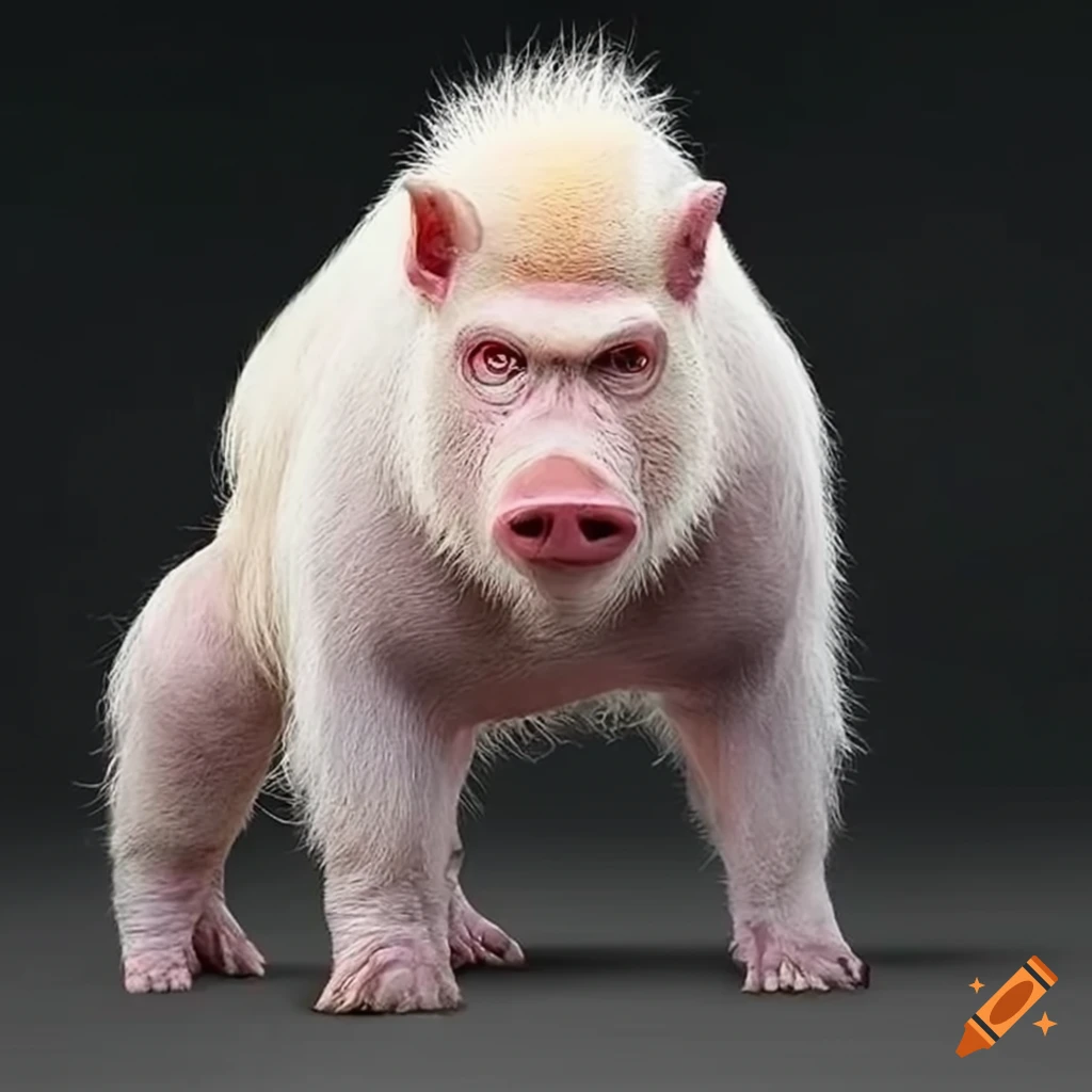 Hybrid albino gorilla pig on Craiyon