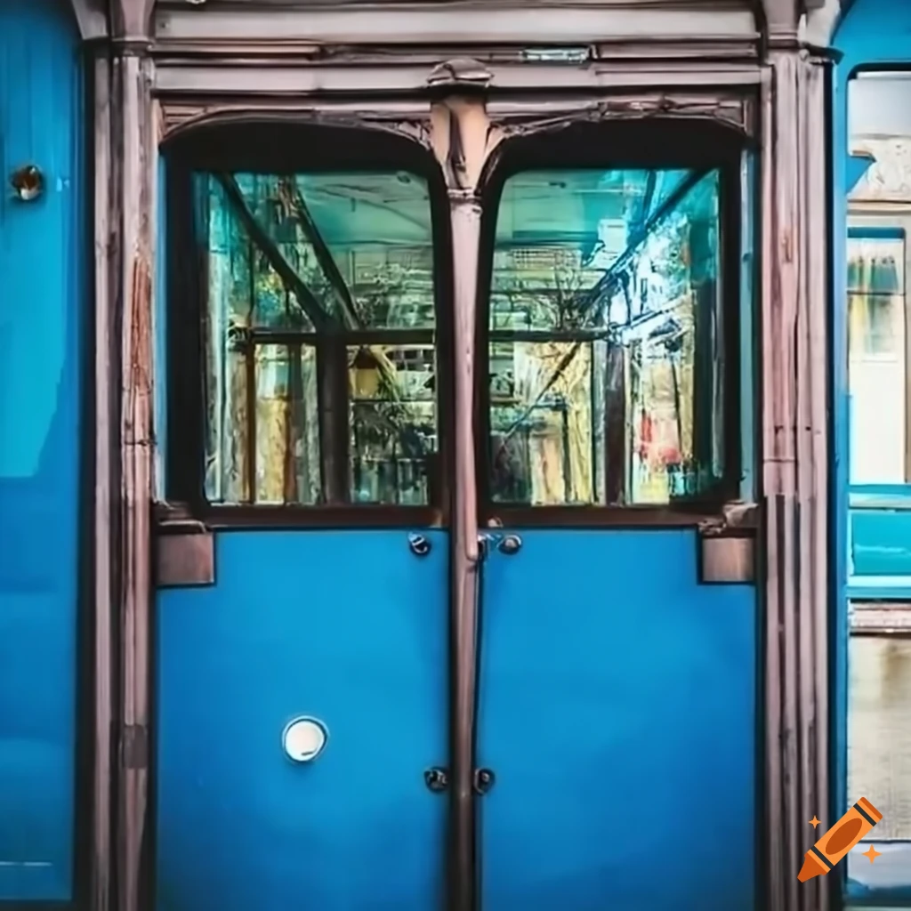 Blue tram door on Craiyon