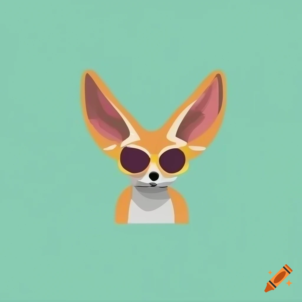 Stylish 2D design of a Fennec fox wearing sunglasses for a gaming brand ...