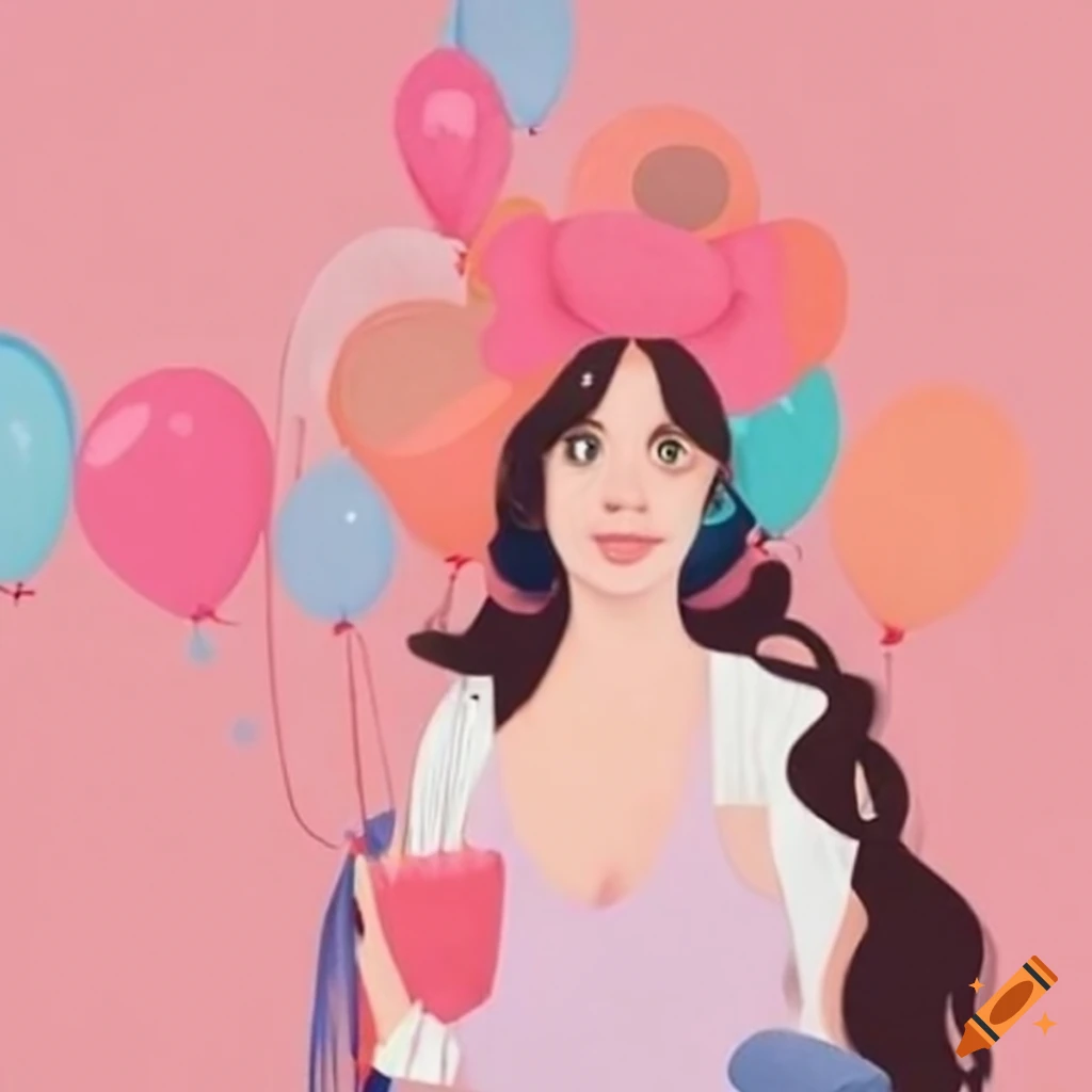 Allison Brie at a soft pastel birthday party with bunting and balloons ...