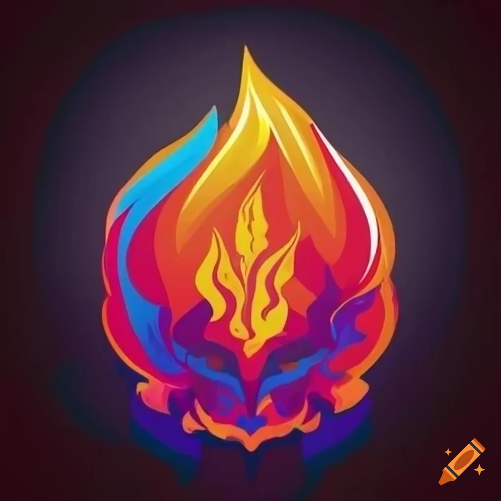 Multicolored fire logo crest on Craiyon