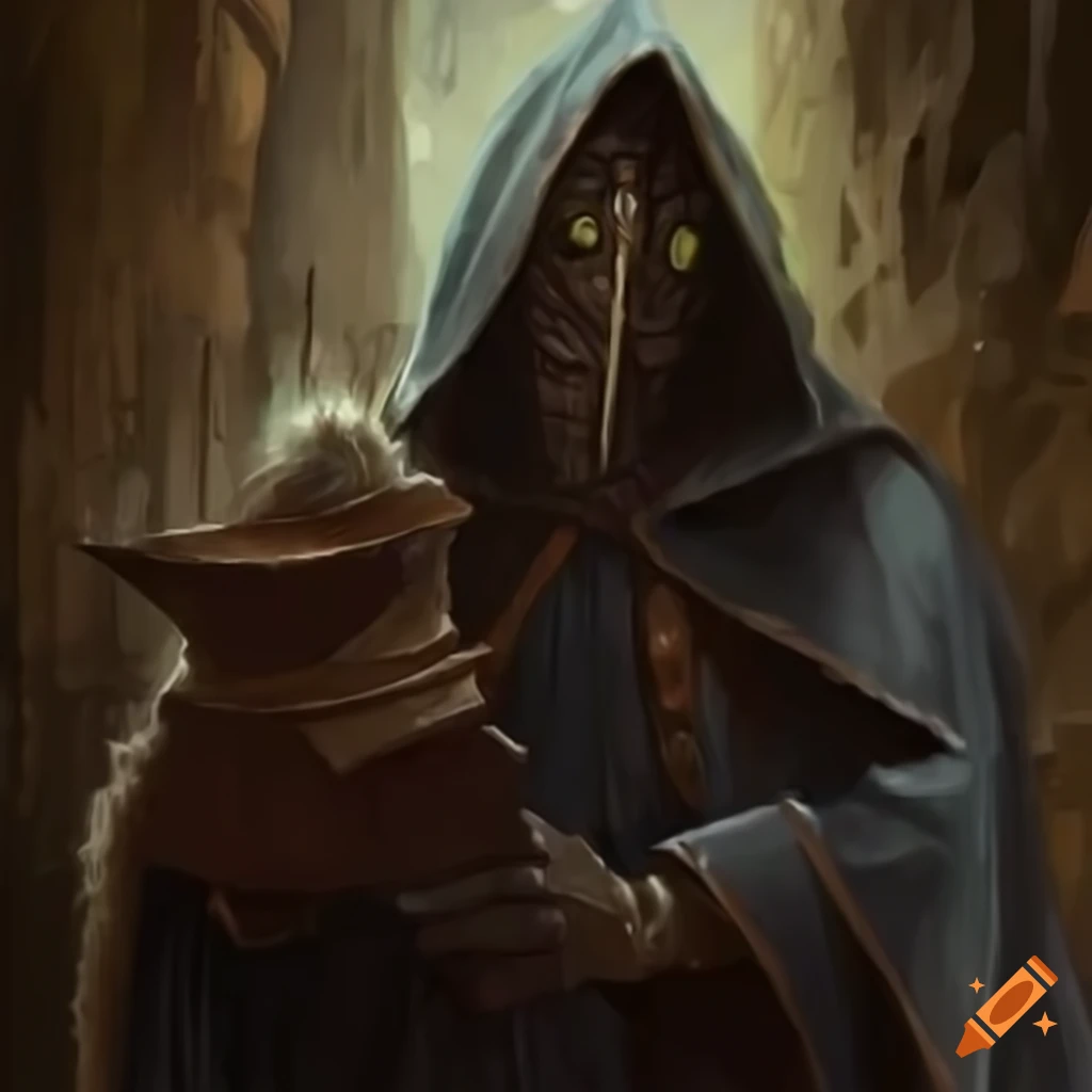 Detailed character portrait of a stern Technomagus with an iron mask on ...