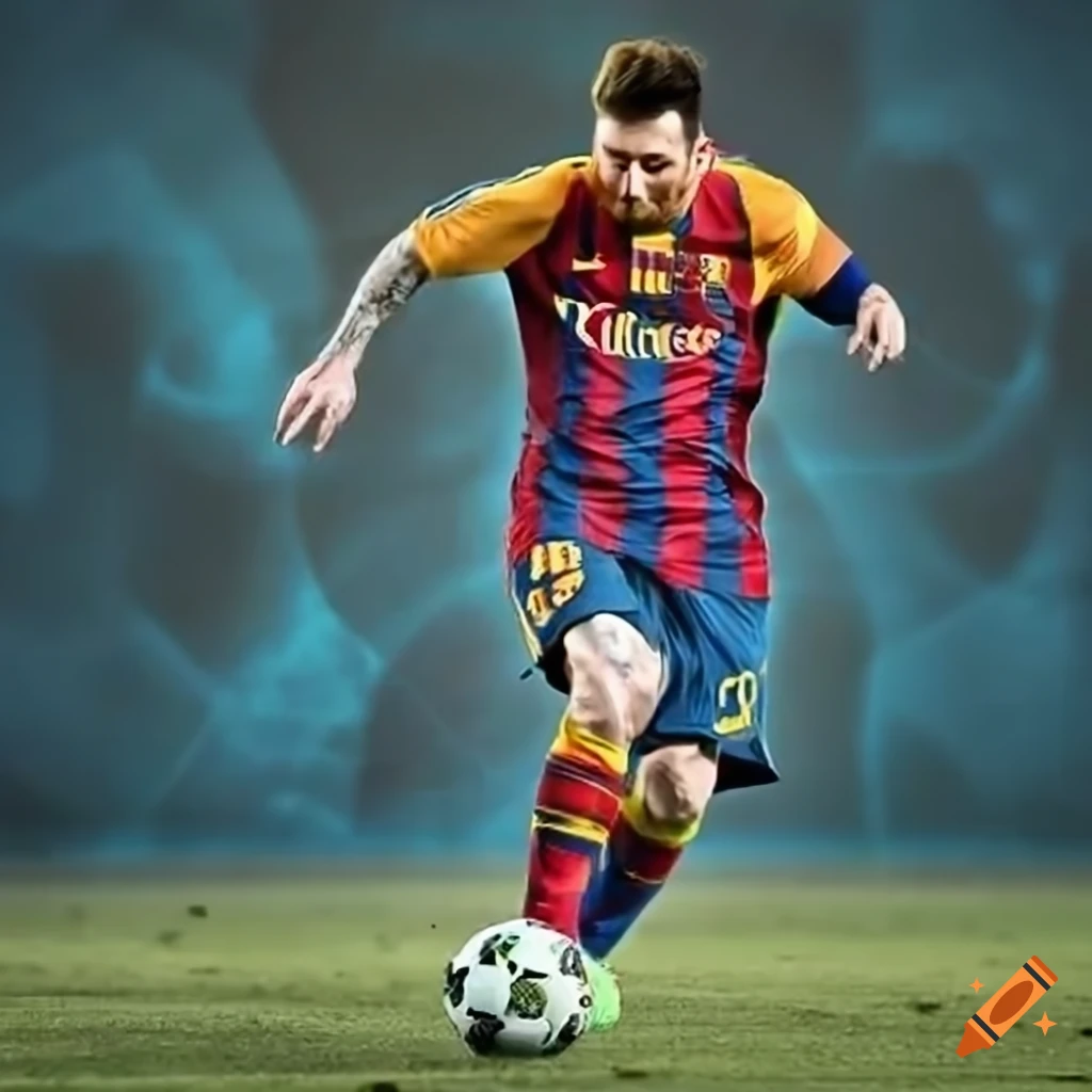 Lionel messi dribbling the ball with agility and precision in abstract ...