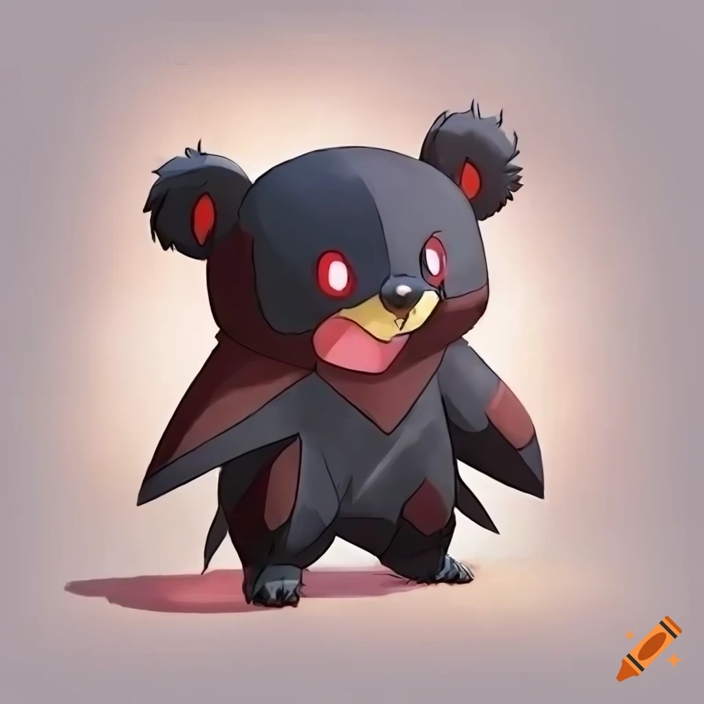 Fire-type black bear Pokemon with fur resembling a patterned poncho on Craiyon