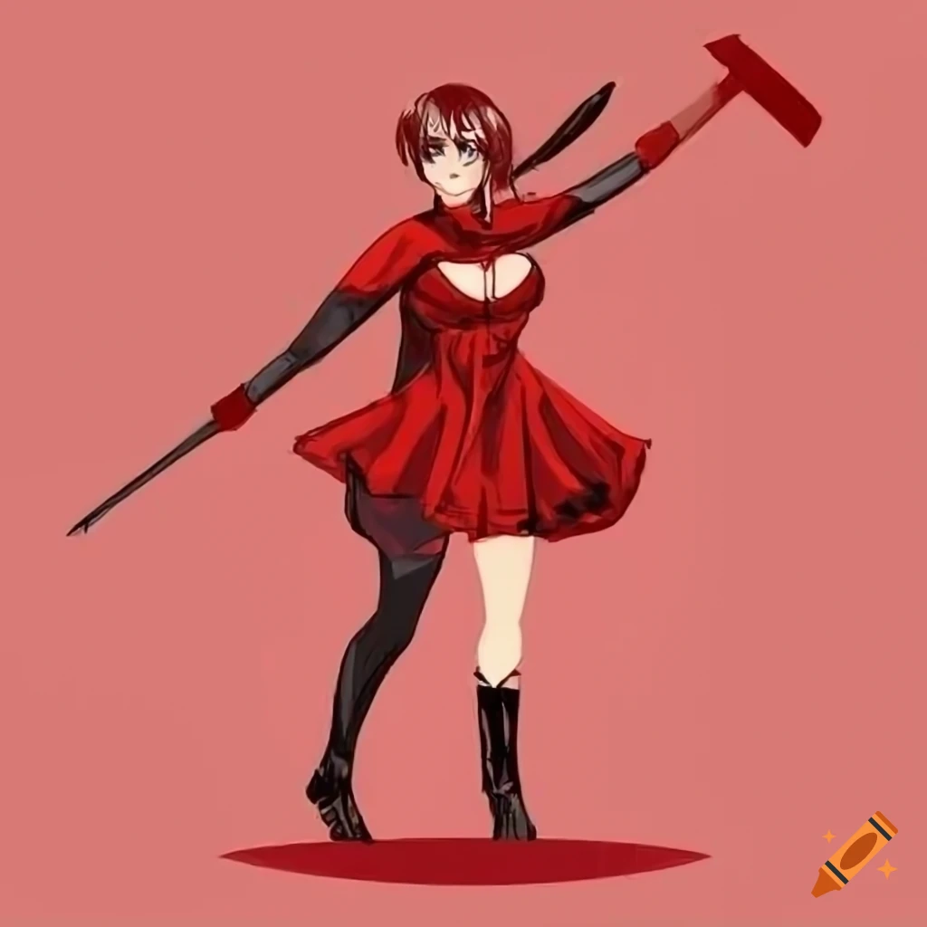 Red demon in a dress with a red axe on Craiyon