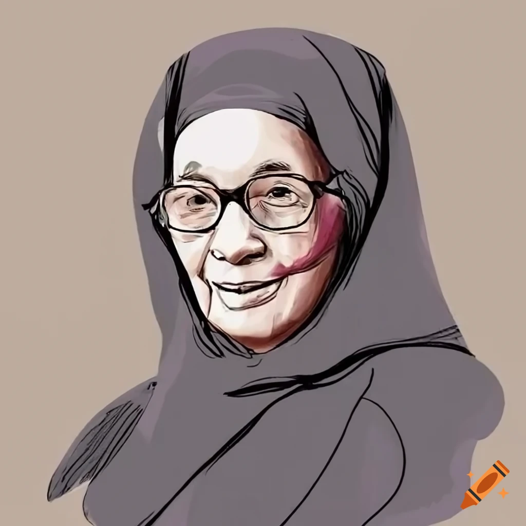 Line drawing of sister clara muhammad on Craiyon