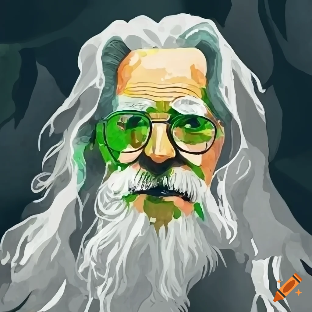 Old man resembling the Green Man of British legend with foliate face on ...