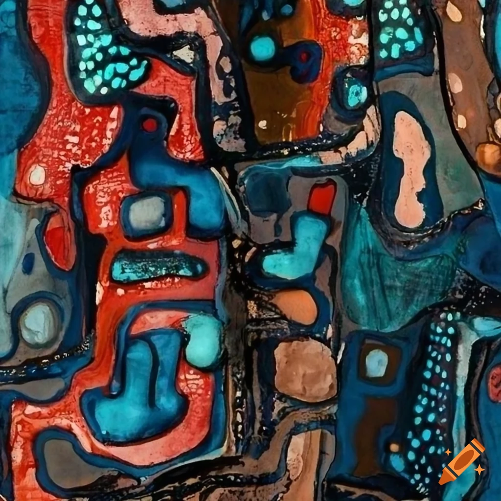 Abstract art piece with mixed media textures inspired by artists like ...