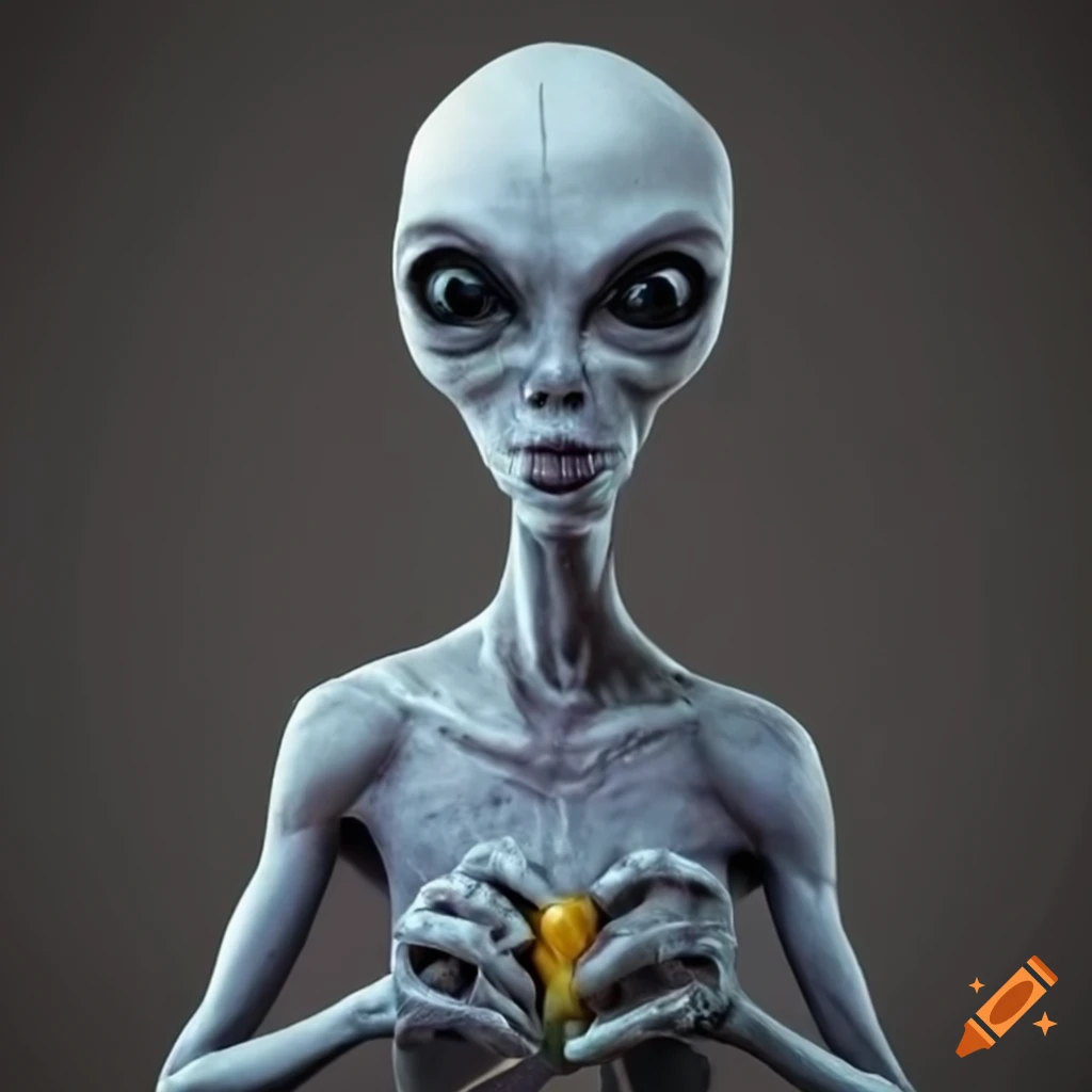 Grey alien eating corn on Craiyon