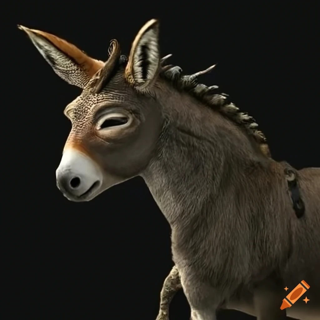 Bizarre mystical creature with donkey and lizard traits on Craiyon
