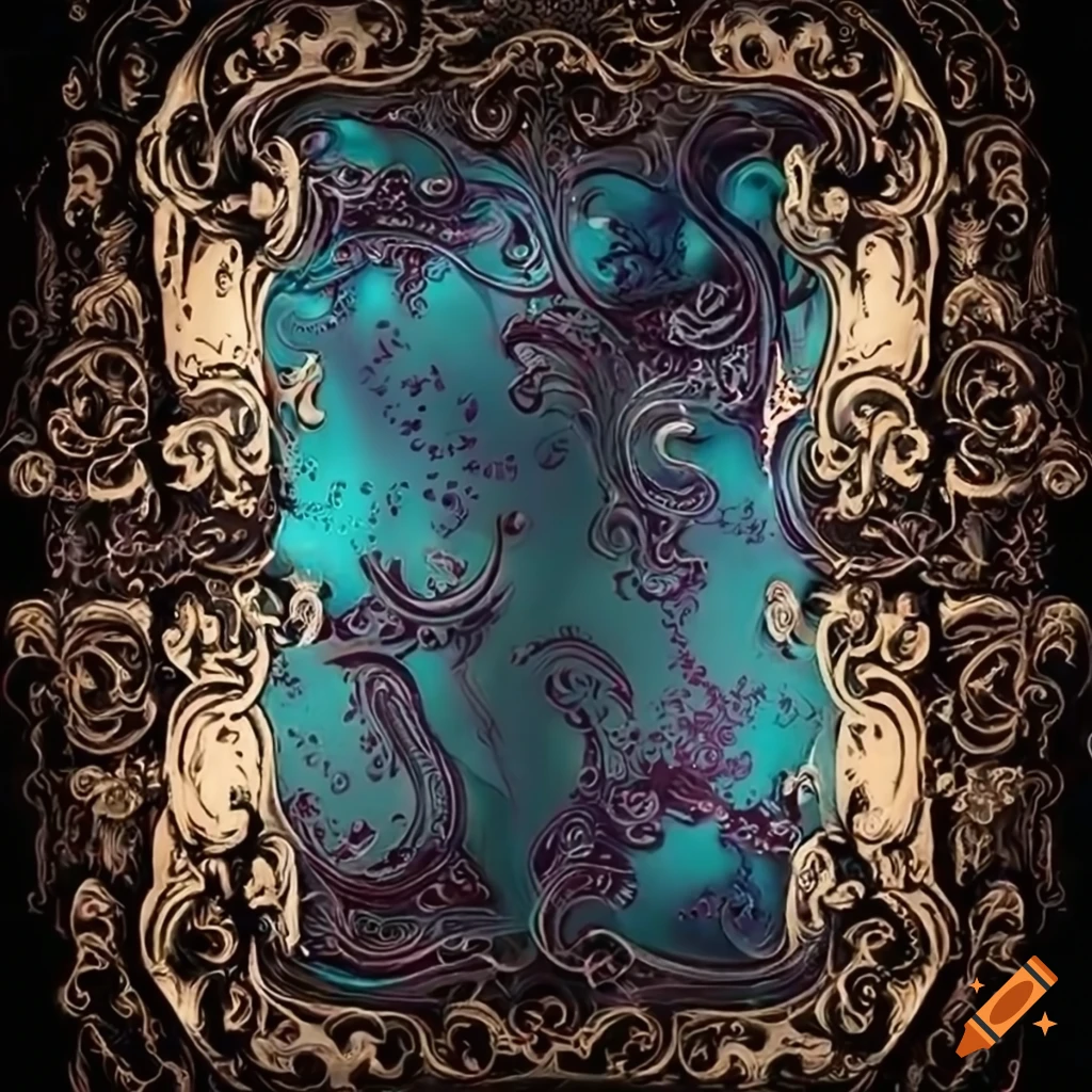 Fantasy game card with intricate filigree border on Craiyon