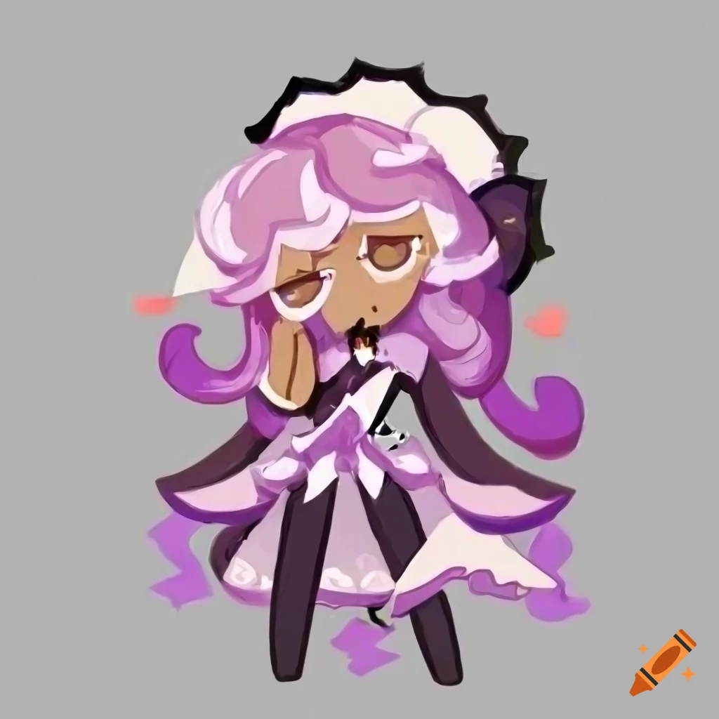 Datura Cookie Run Kingdom in chibi style with thick lineart on Craiyon