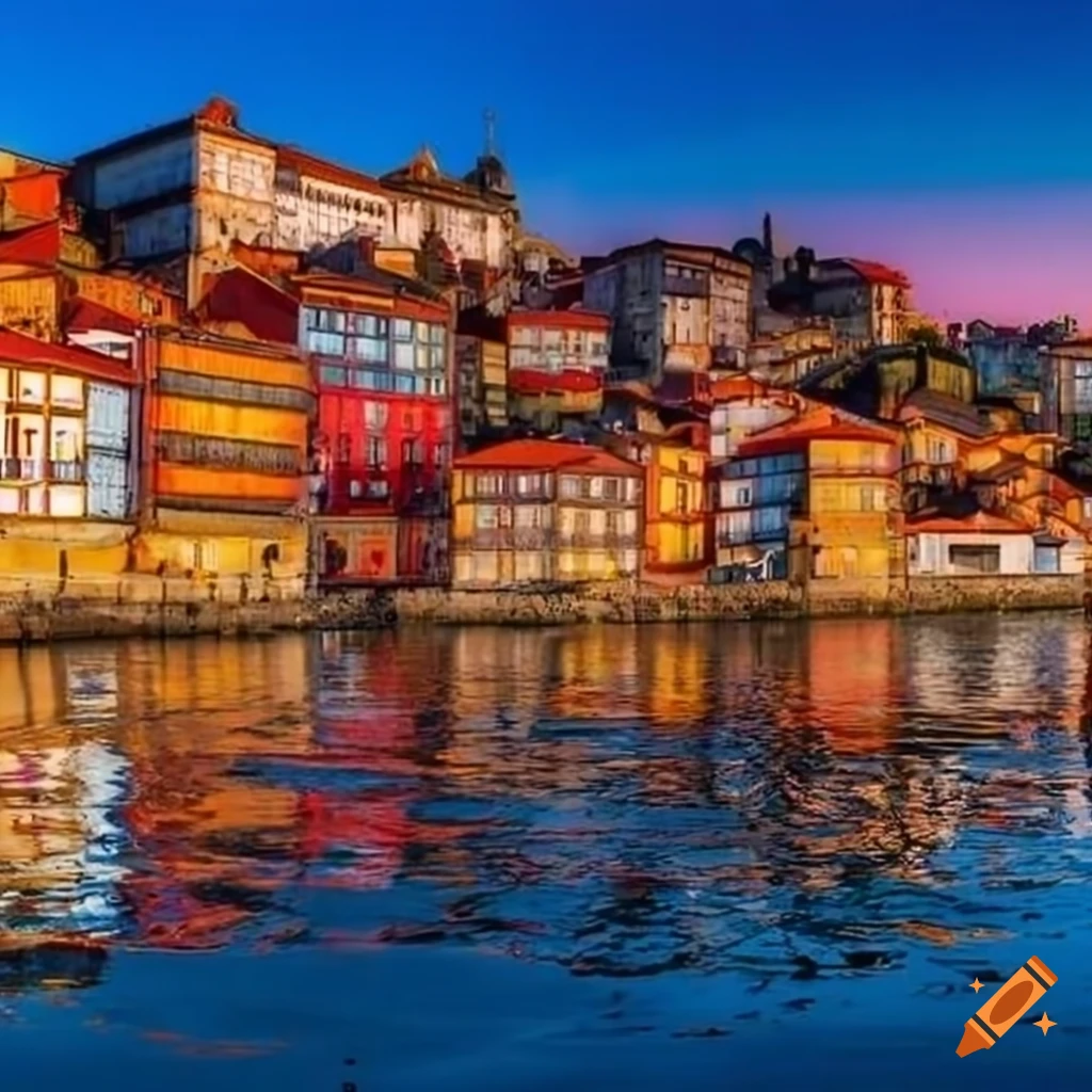 Colorful streets of porto on Craiyon