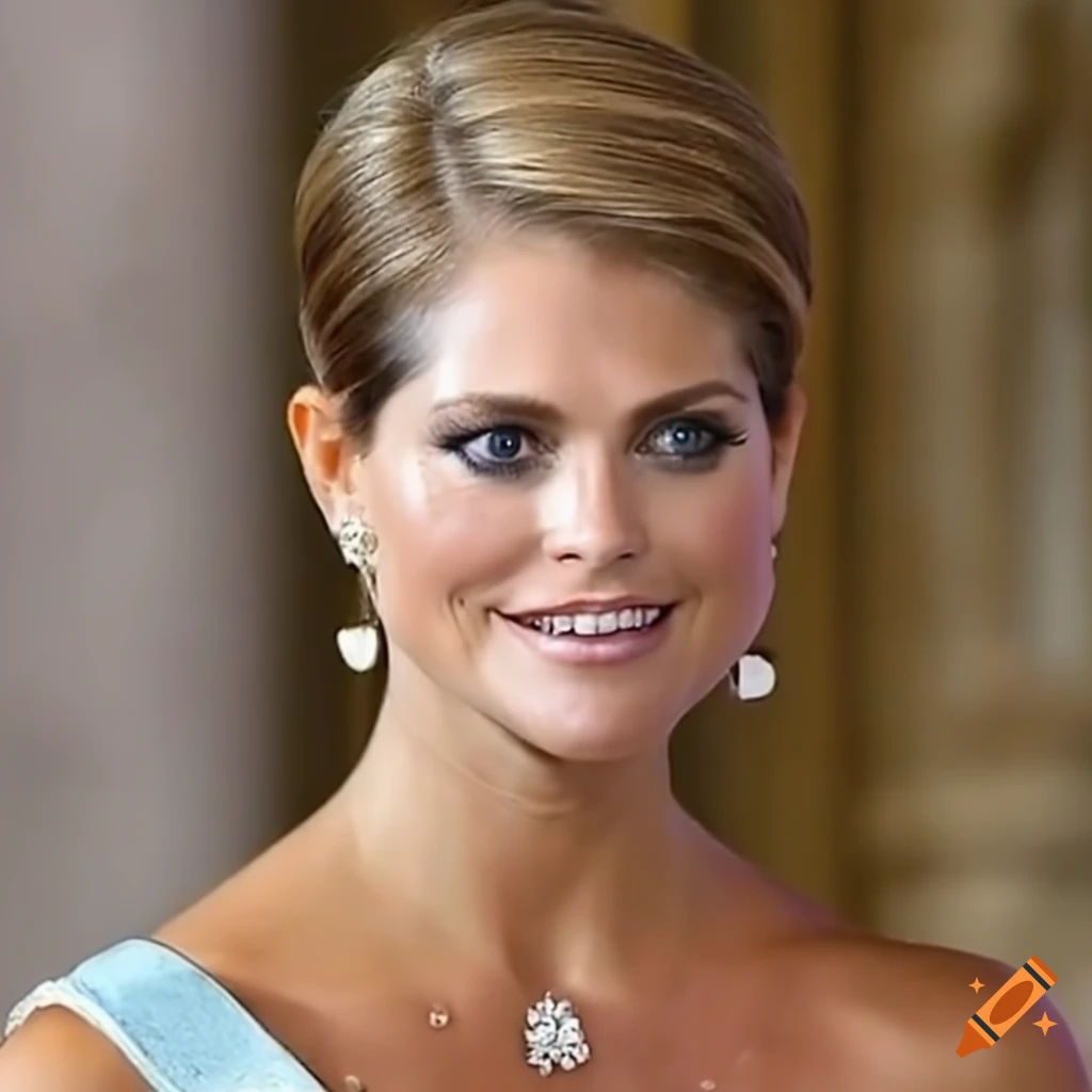 Princess madeleine with a fresh pixie haircut on Craiyon