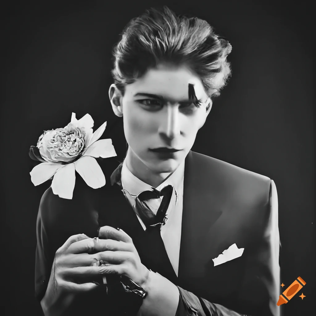 Photorealistic black and white image of a 1920s style skinny German ...