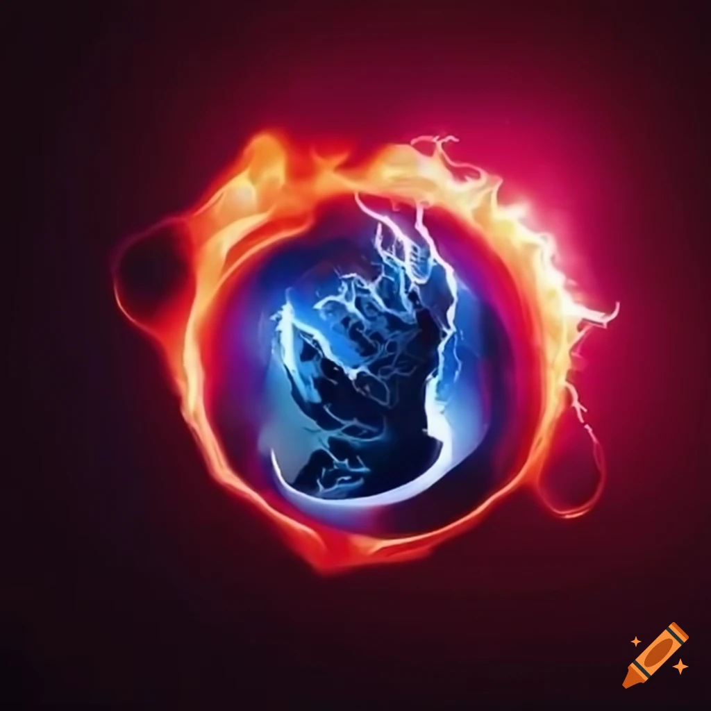 Epic logo with fire, ice, and thunder elements on Craiyon