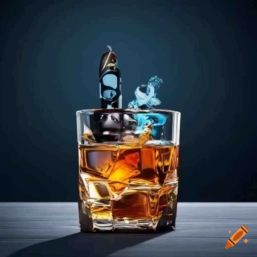 Creative cocktail setup with whiskey cup and xbox controller ice cubes ...