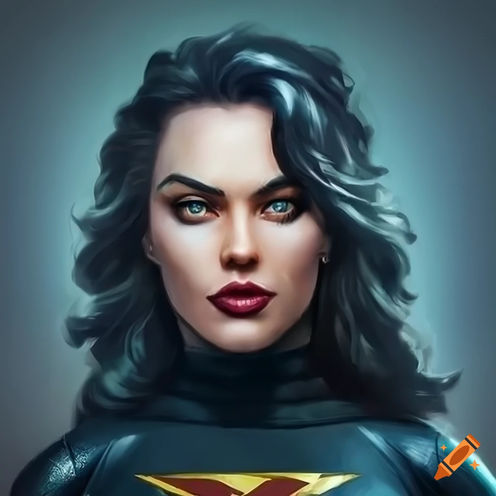 Realistic portrait of a strong and confident female superhero on Craiyon