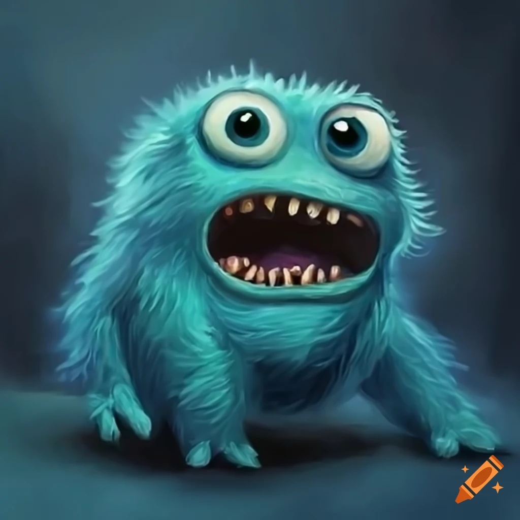 Cute monster on a tv screen in a cinematic pixar style on Craiyon