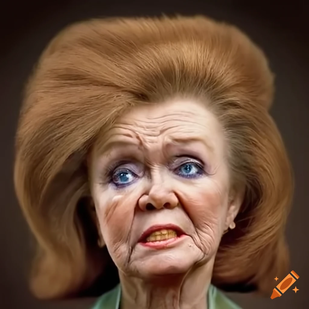 Satirical photo of Marsha Blackburn with intricate retro hairdo on Craiyon