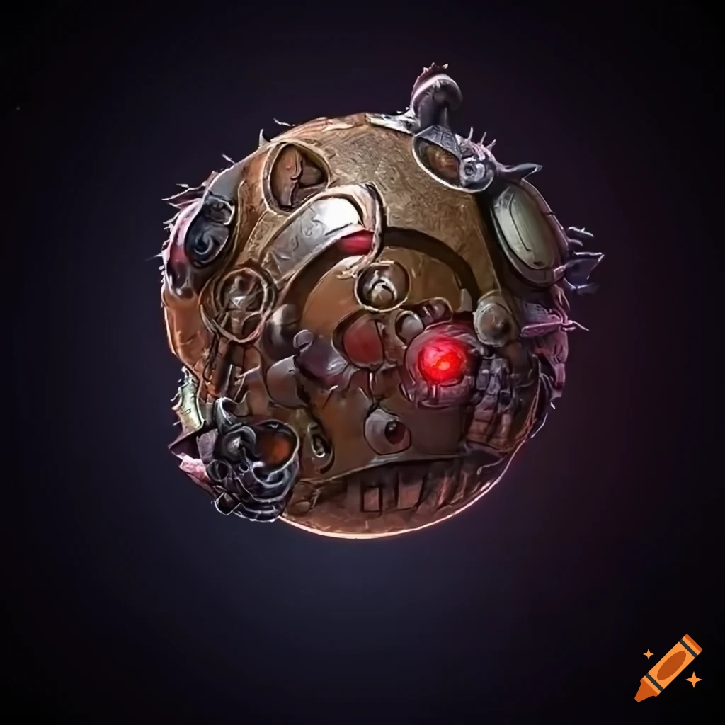 Clockwork mechanical creature with a red gem at its core on Craiyon