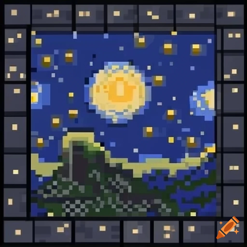 Pixel art of a starry night sky on Craiyon