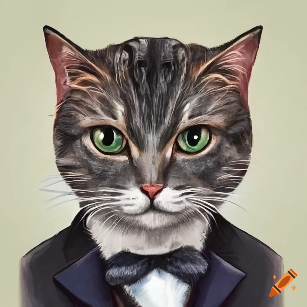 Cat wearing a formal suit on Craiyon
