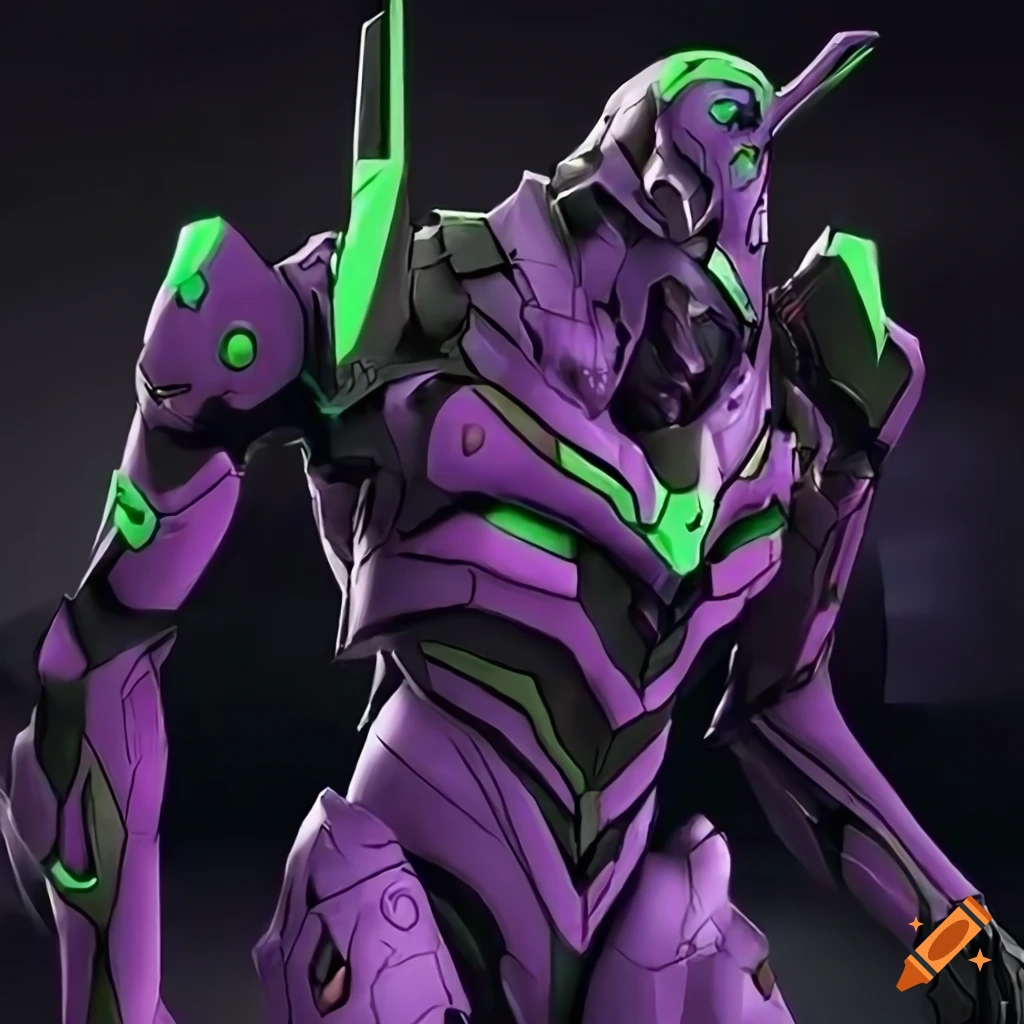 Realistic eva unit 01 from evangelion with intricate design and ominous ...