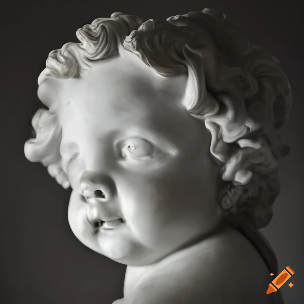 Close up of a cherub face in a classic bernini sculpture on Craiyon