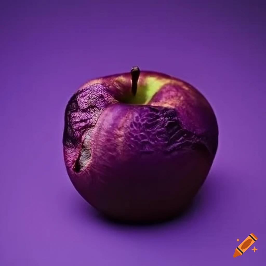 Rotten apple in purple color on Craiyon
