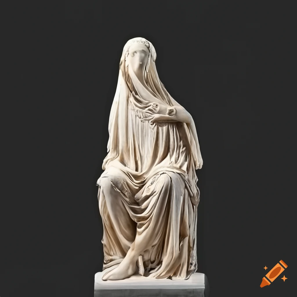 Veiled canova statue on a pedestal facing forward on Craiyon