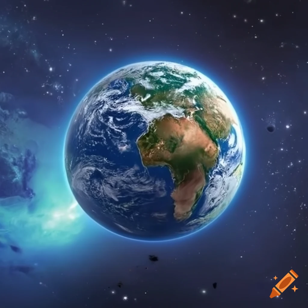 Stunning view of earth from space showing europe and africa on Craiyon