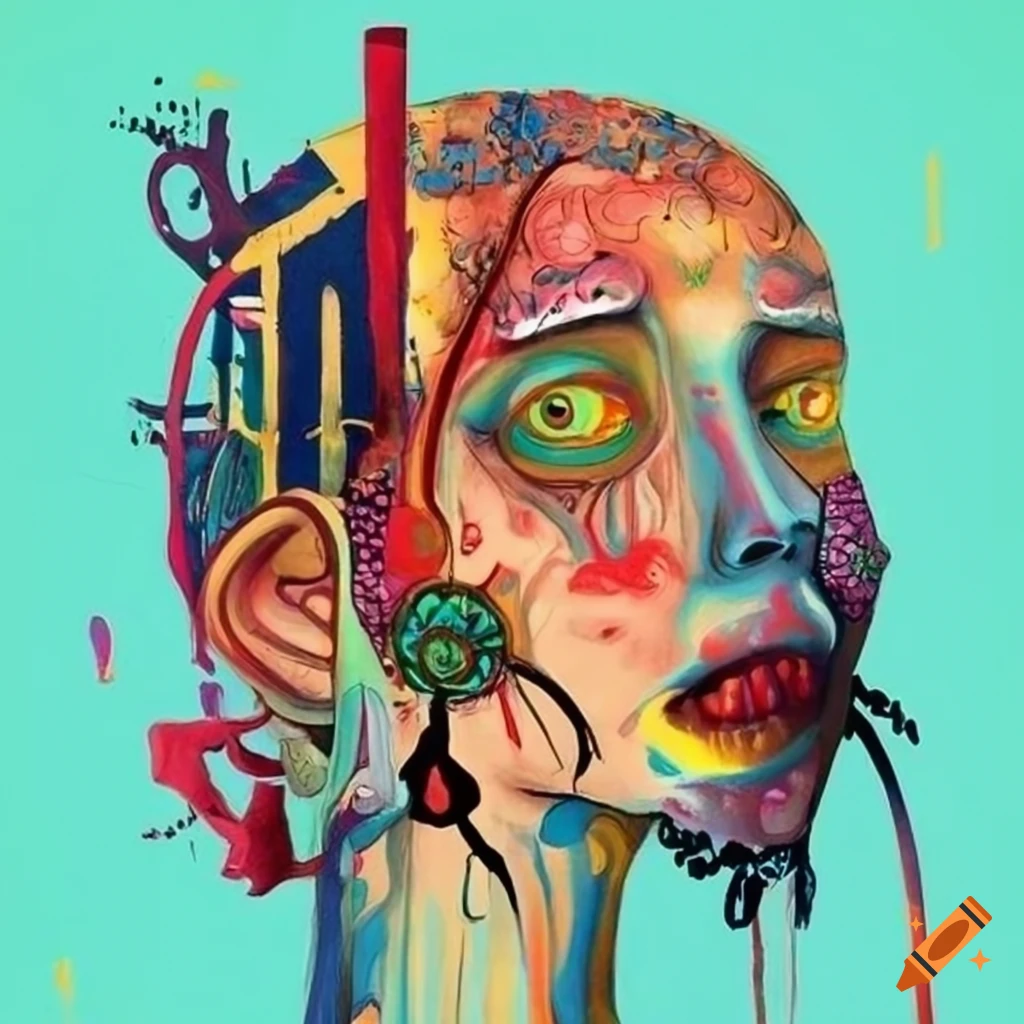 Detailed illustration blending surrealism and abstract new objectivity ...