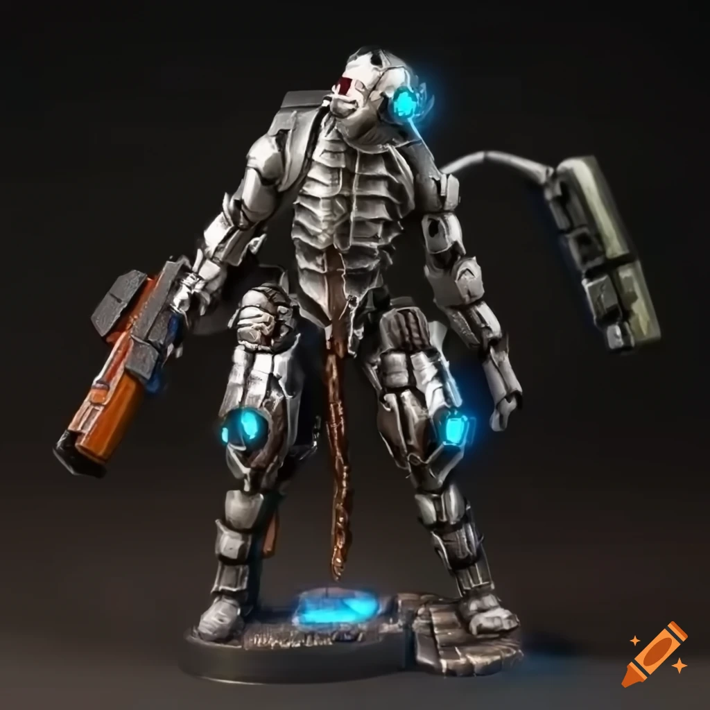 Cybernetic berserk engineer with goggles and plasma shotgun on Craiyon