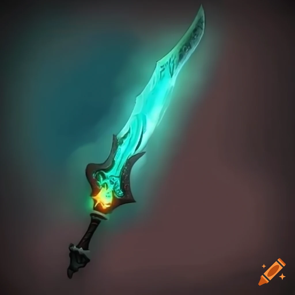 Epic poison flame longsword with green aura against castle background ...