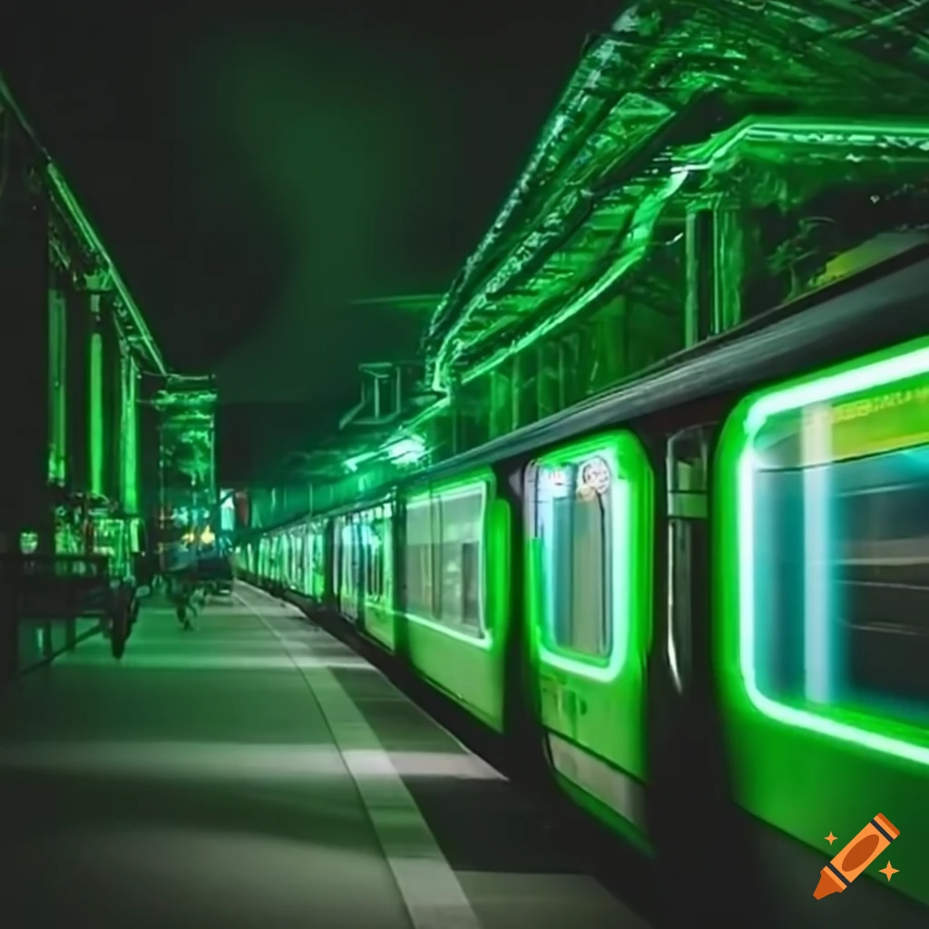 Neon green train in Berlin on Craiyon