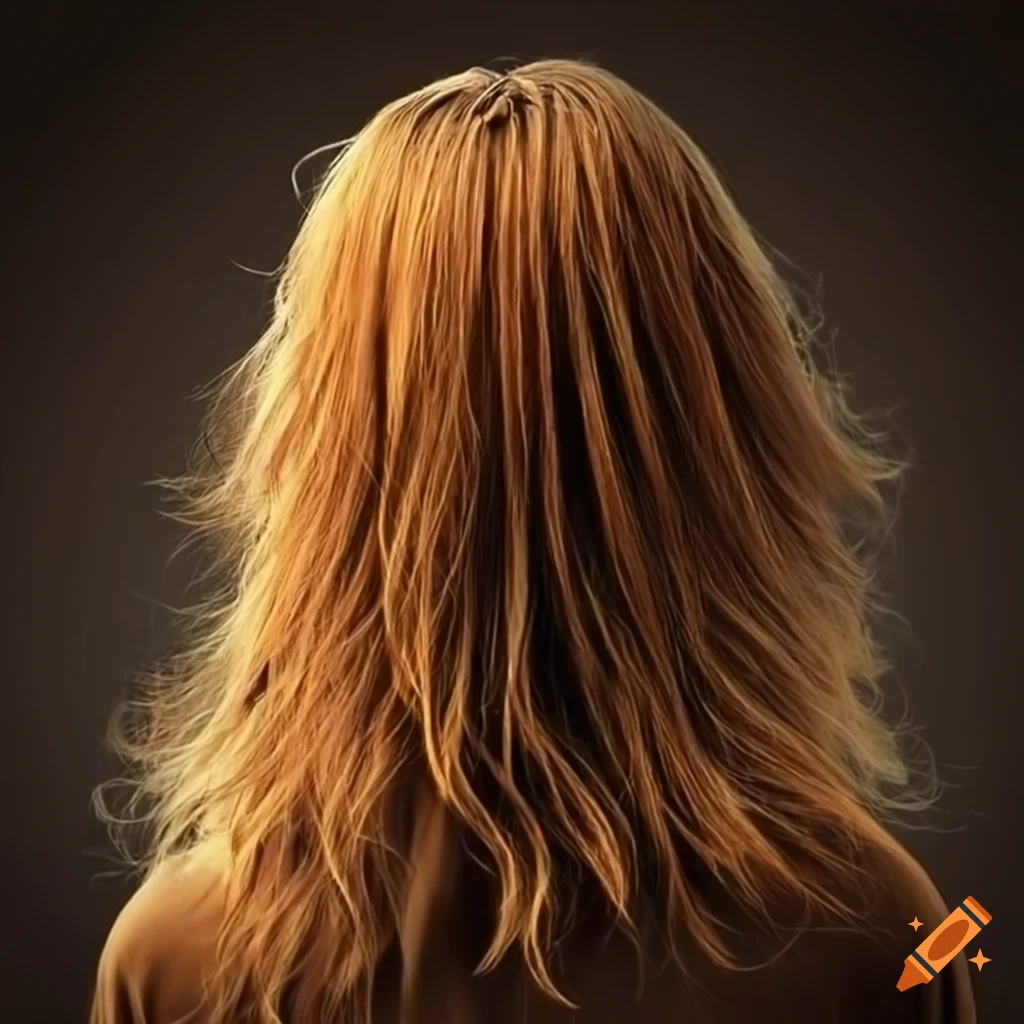 Young man with long golden hair in a brown tunic on Craiyon
