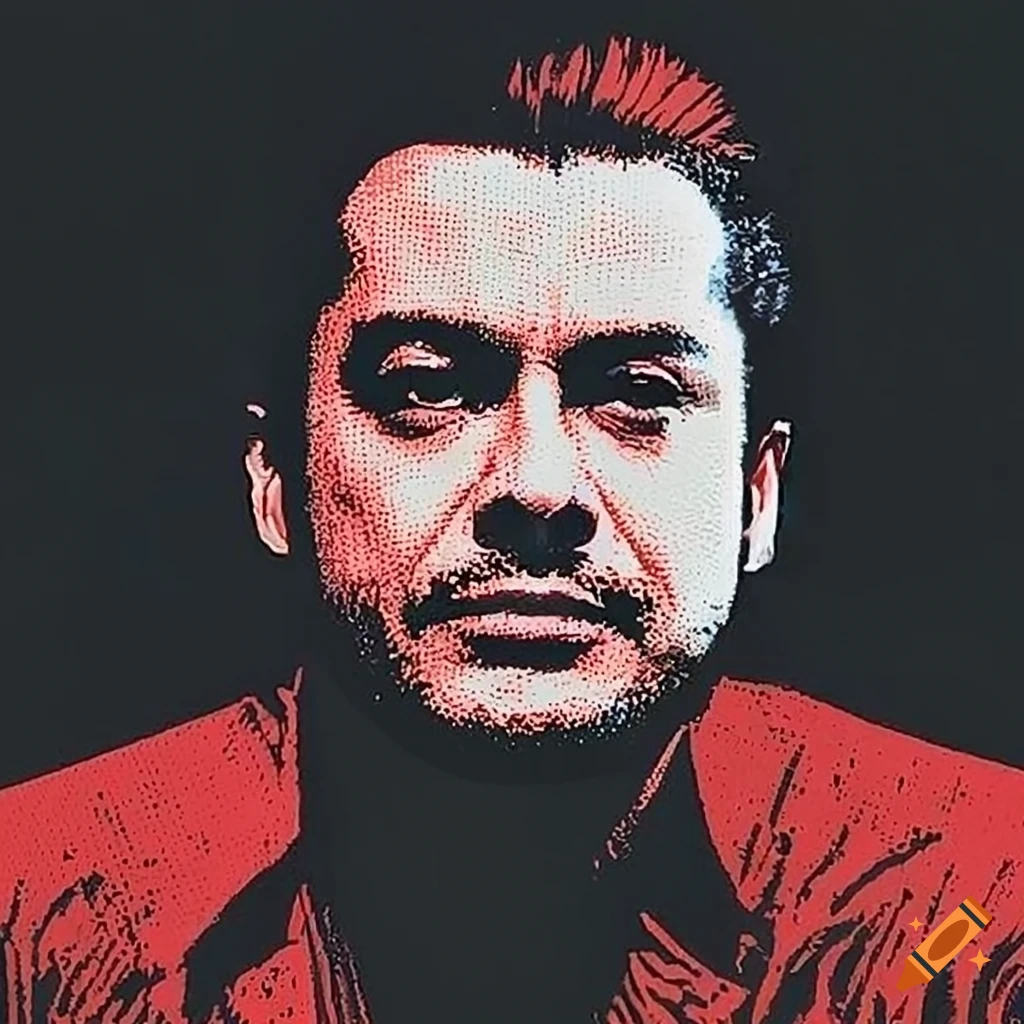 Halftone art portrait of Mike Patton in high definition on Craiyon