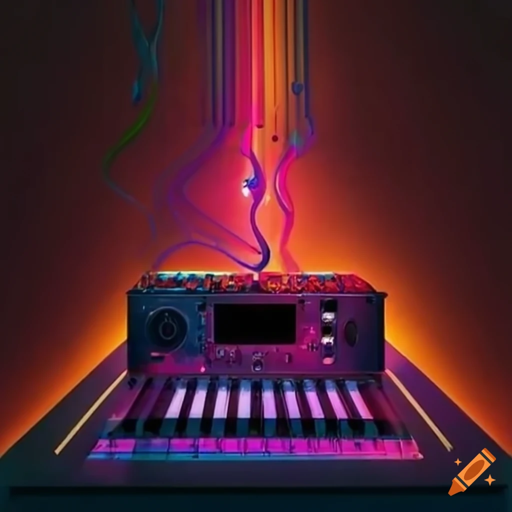 Powerful music-generating machine with rock and roll vibe on Craiyon