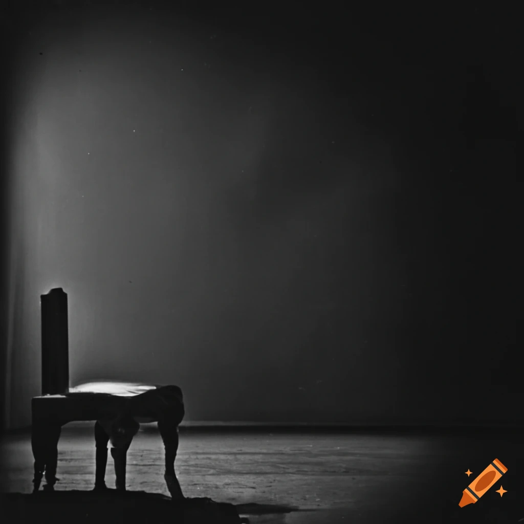 Black and white 1950s style photography of a soul floating in empty space on Craiyon