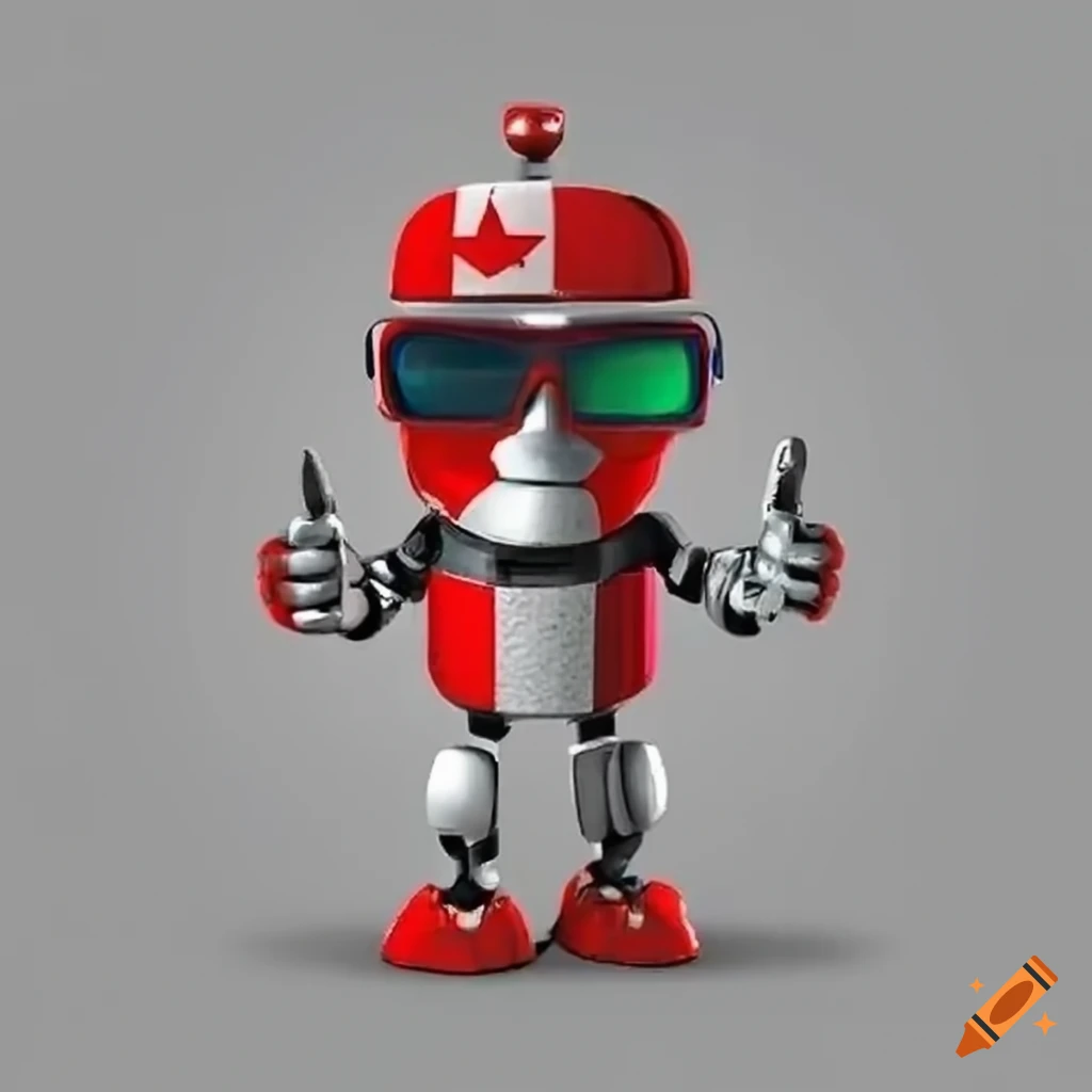 Robot in canadian flag gown and sunglasses giving thumbs up on Craiyon