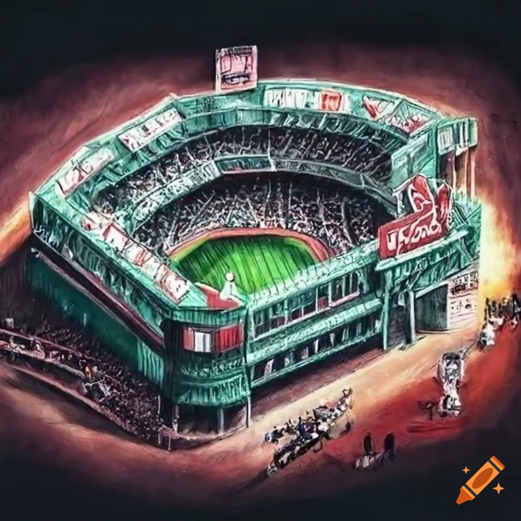 Realistic pencil drawing of fenway park baseball stadium on Craiyon
